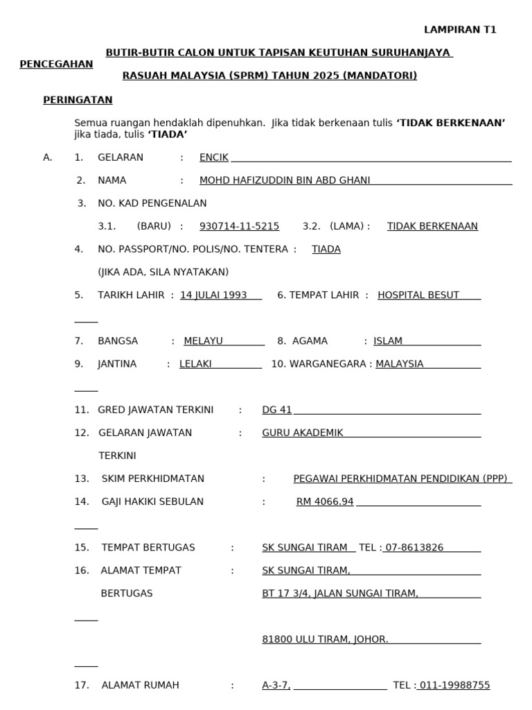 NAIK PANGKAT Lampiran t1 | PDF