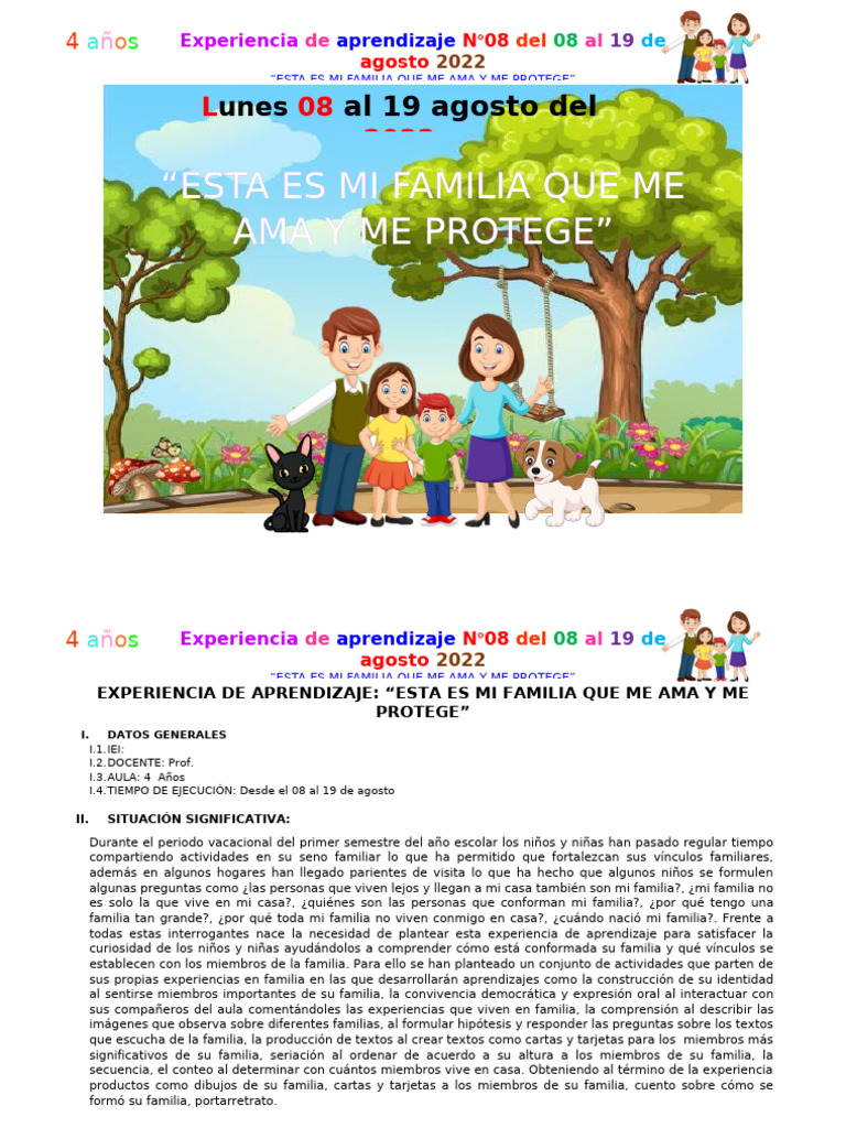 EDA 4 AÑOS ESTA ES MI FAMILIA QUE ME AMA Y ME PROTEGE-1 | PDF ...