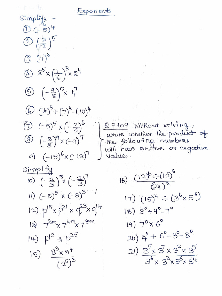 WS 5 Exponents QE | PDF
