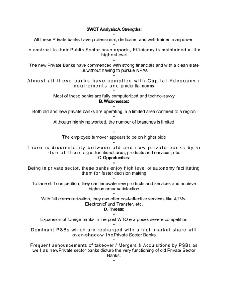 SWOT Analysis | Reserve Bank Of India | Banks