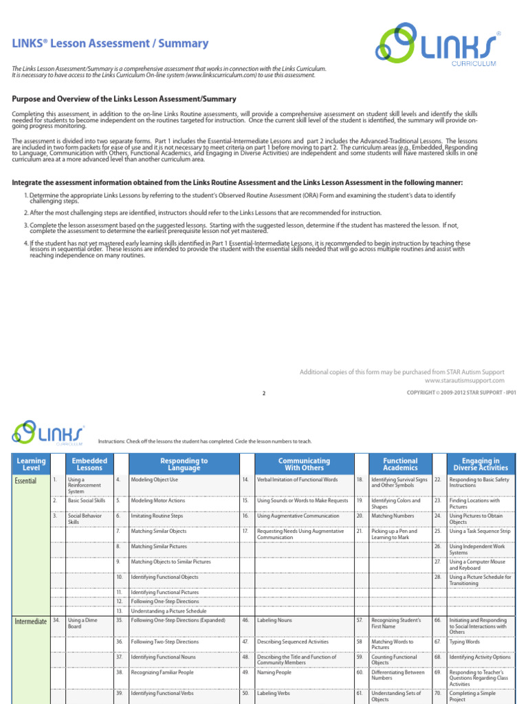 LINKS Lesson Assessment Tool 1 | PDF | Question | Grammatical Gender