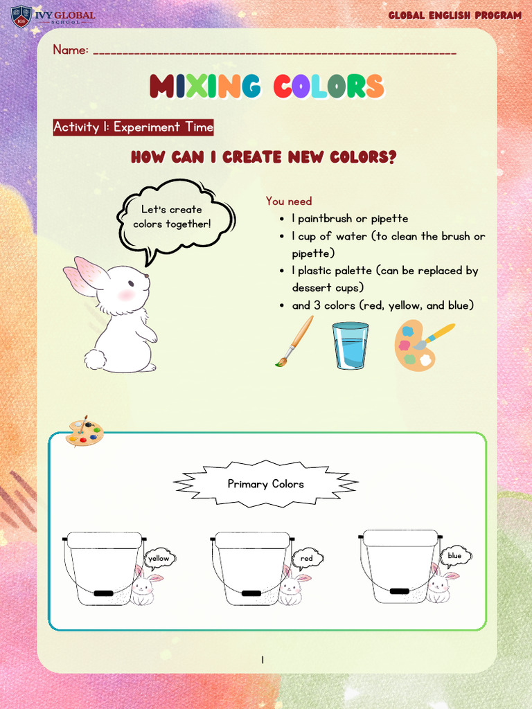 Worksheet GE1-2 - Mixing Colors | PDF