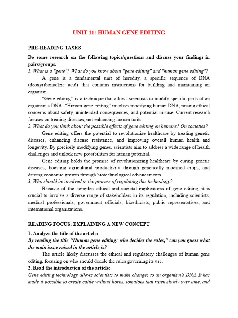 Human Gene Editing: Ethics and Regulation | PDF | Genetic Engineering ...