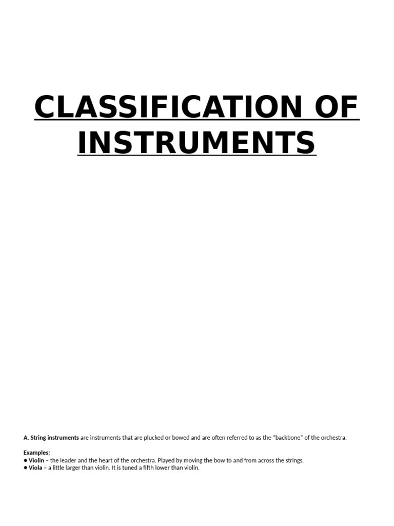 Classification of Instruments | PDF | Musical Instruments | Brass ...