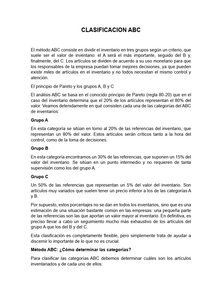 Clasificacion ABC | PDF | Economias