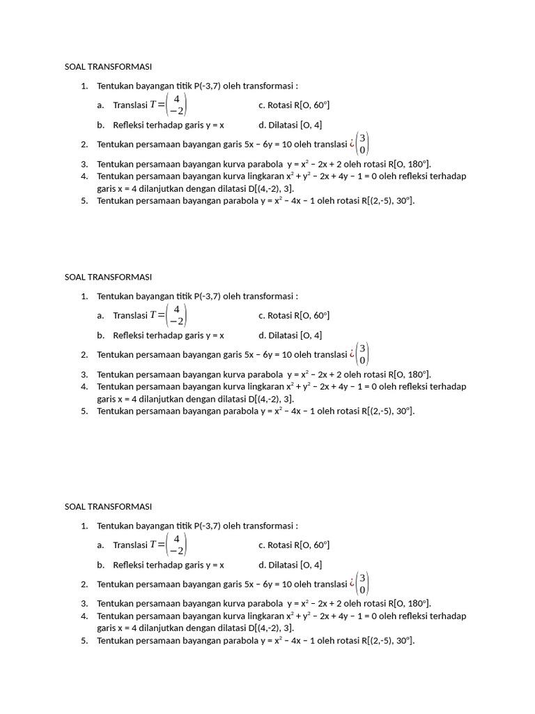 SOAL TRANSFORMASI | PDF