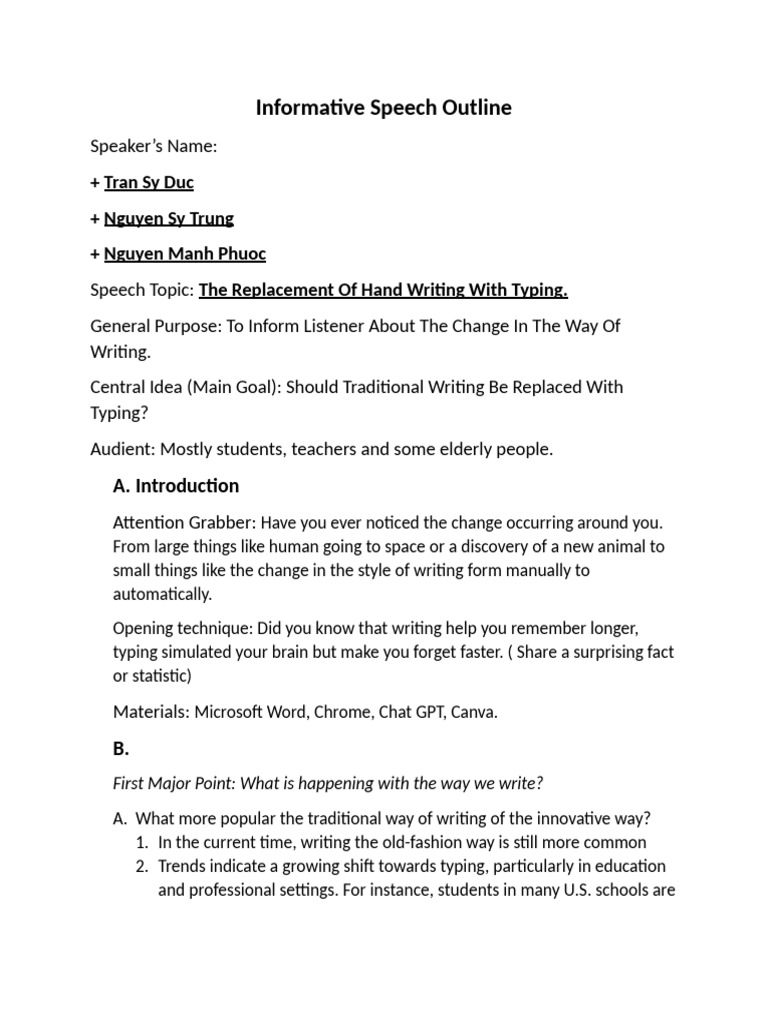 Informative-Speech-Outline | PDF | Information | Human Communication