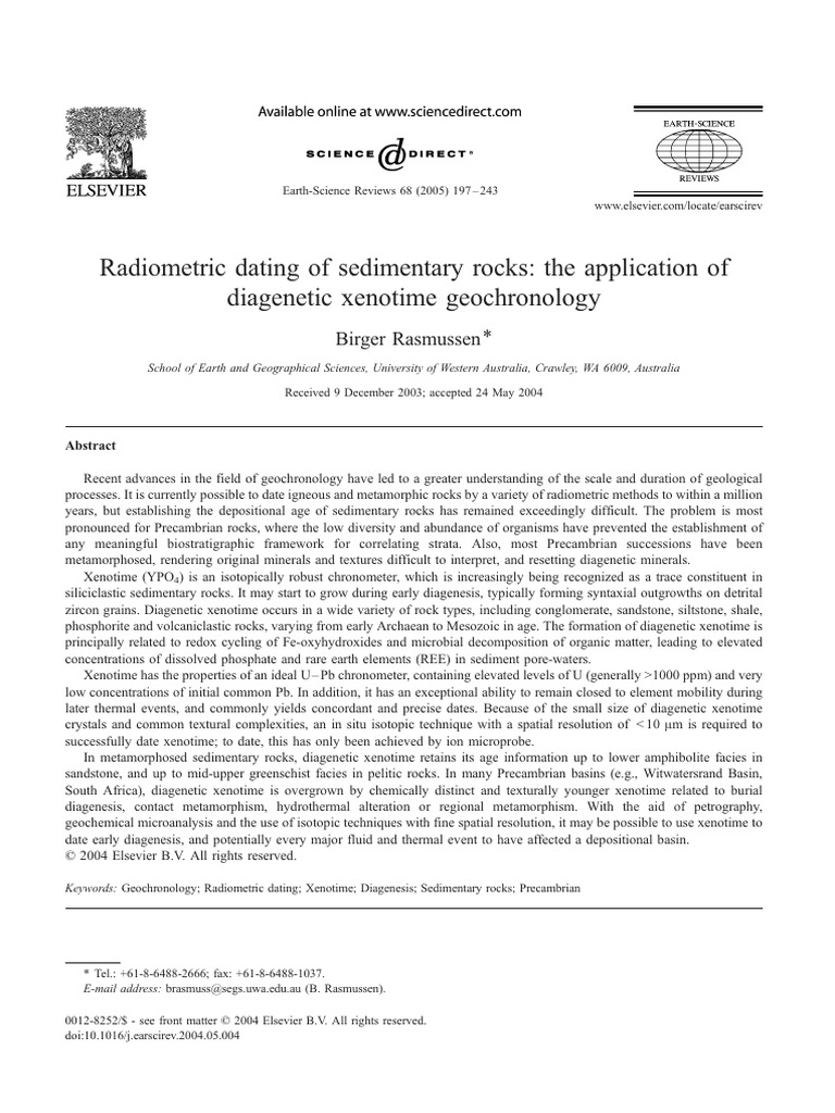 Radiometric Dating Using Xenotime | PDF | Rock (Geology) | Sedimentary Rock