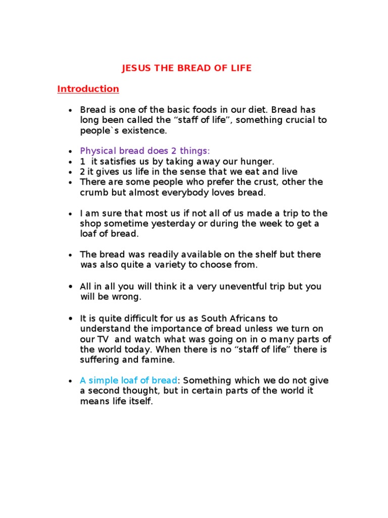 Jesus The Bread of Life | PDF | Eternal Life (Christianity) | Jesus