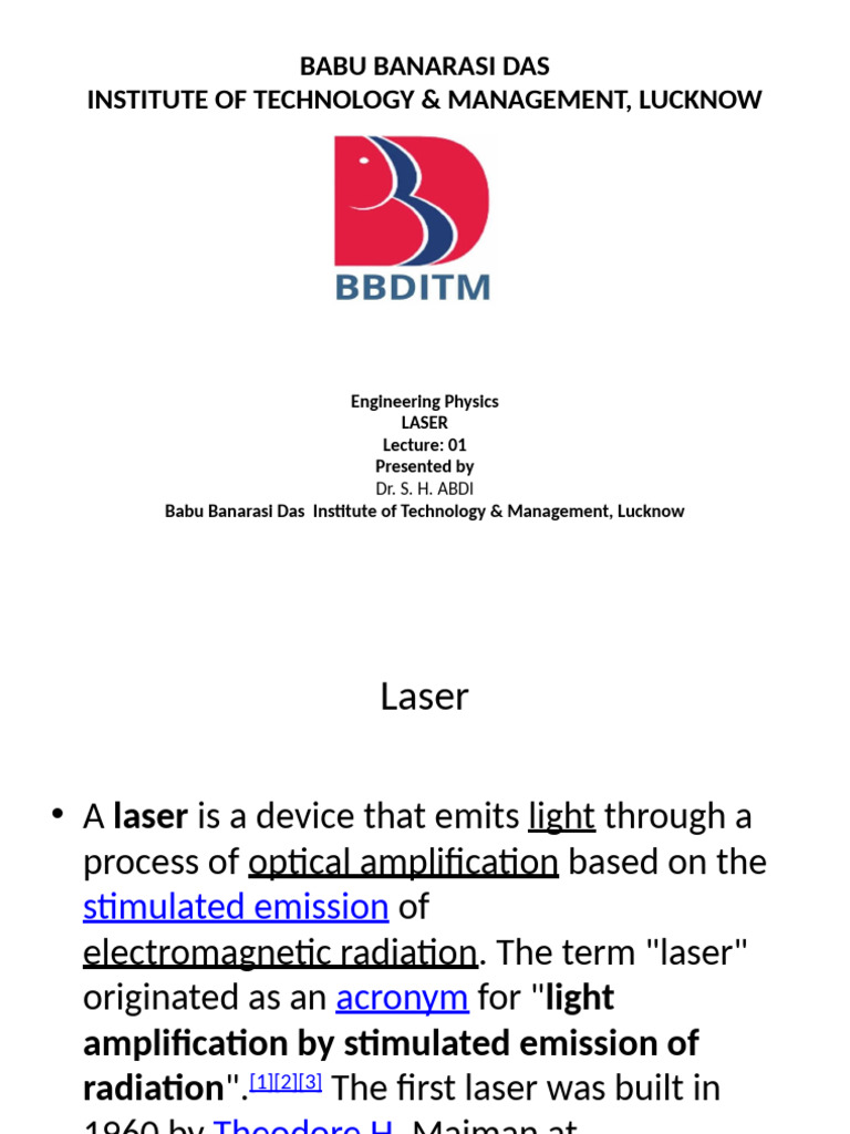 laser_ppt | PDF | Laser | Emission Spectrum