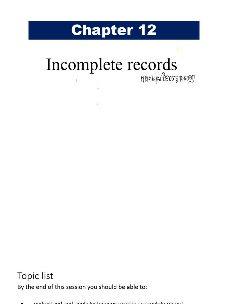 Chapter12 Incomplete Records | PDF | Cost Of Goods Sold | Economies