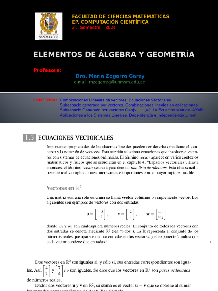 2o. PPT Elementos de Álgebra y Geometría | PDF