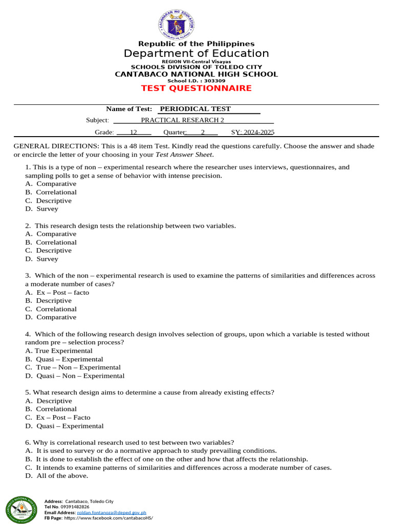 CABONILAS_Test Questionnaire Form Template_Cantabaco NHS_PR2Q2 | PDF ...