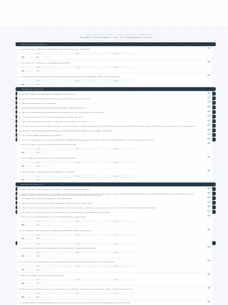 GoAudits - Audit Checklist For IT Department (Sample) | PDF