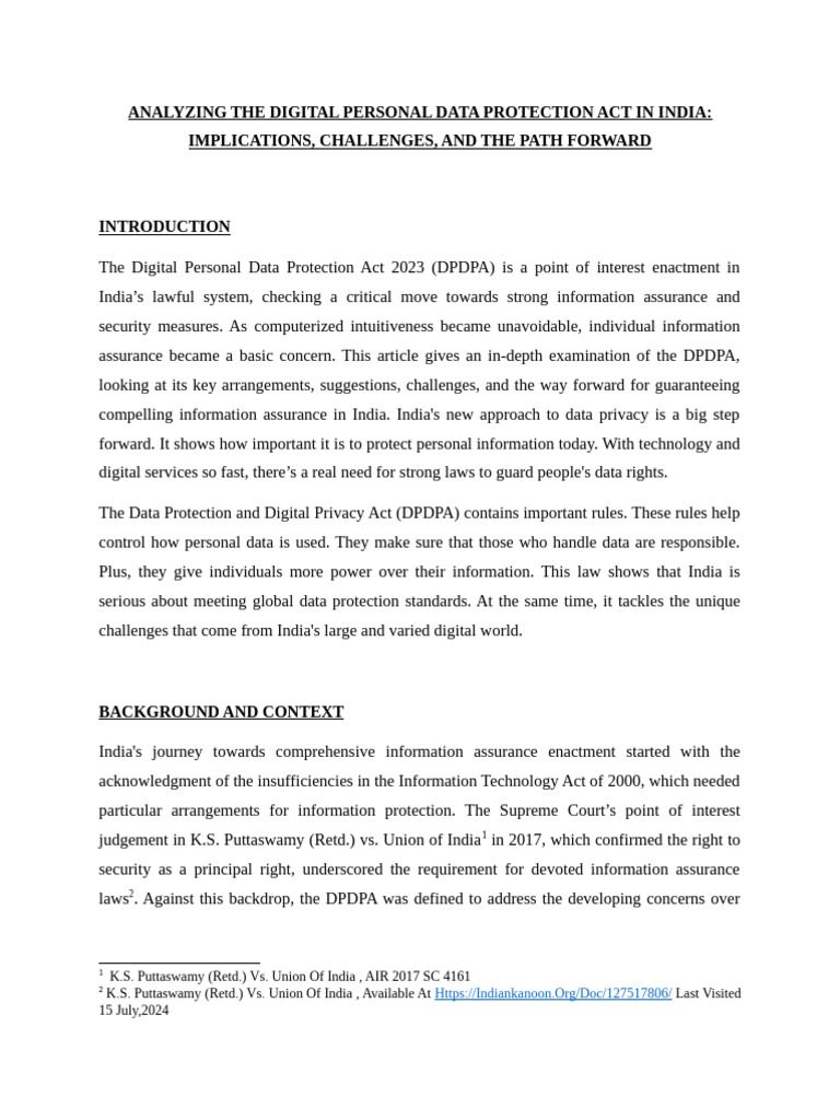 India’s Digital Data Protection Act Overview | PDF | Information ...