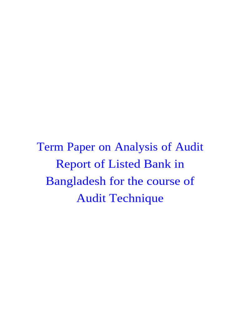 Term Paper For Audit Technique | PDF | Audit | Auditor's Report