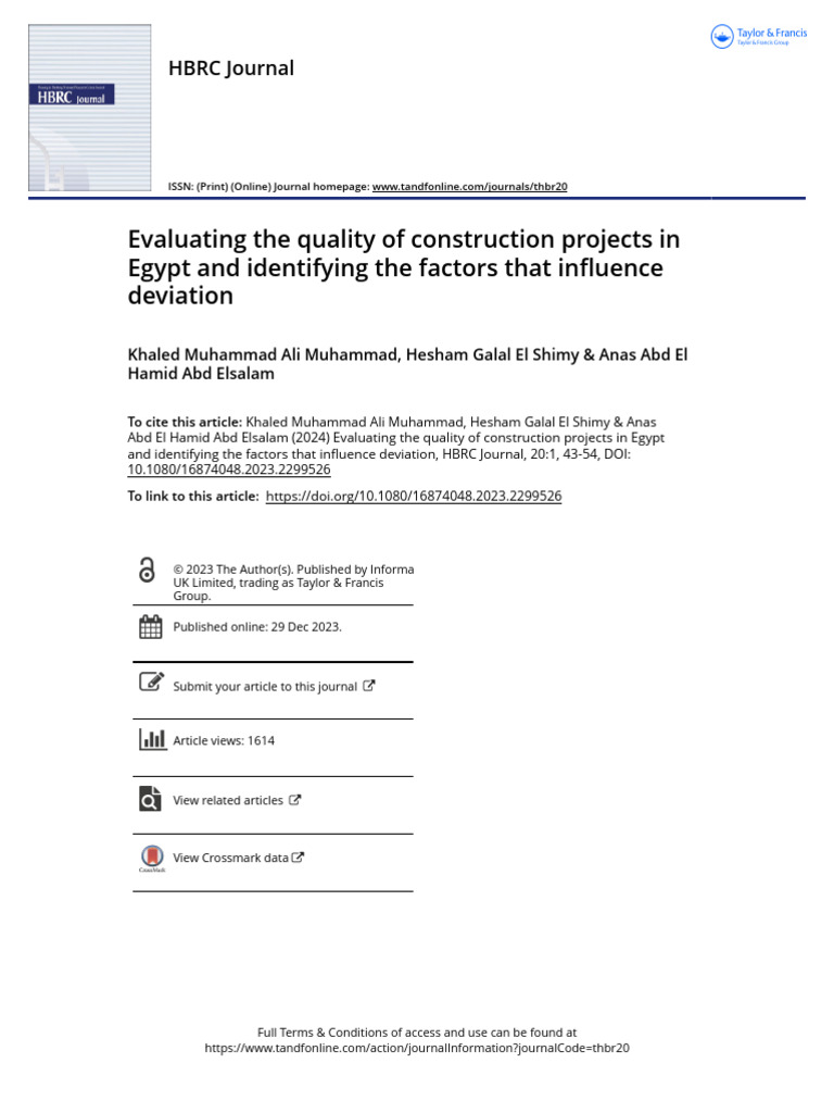 Evaluating The Quality of Construction Projects in Egypt and ...