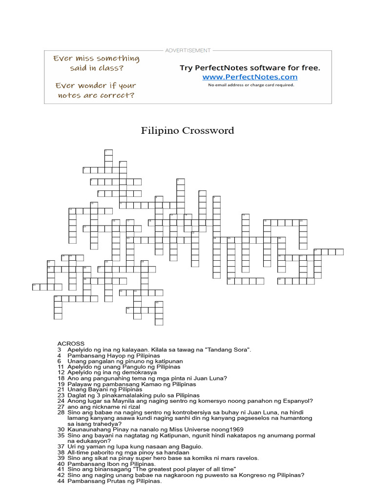 Filipino Crossword | PDF