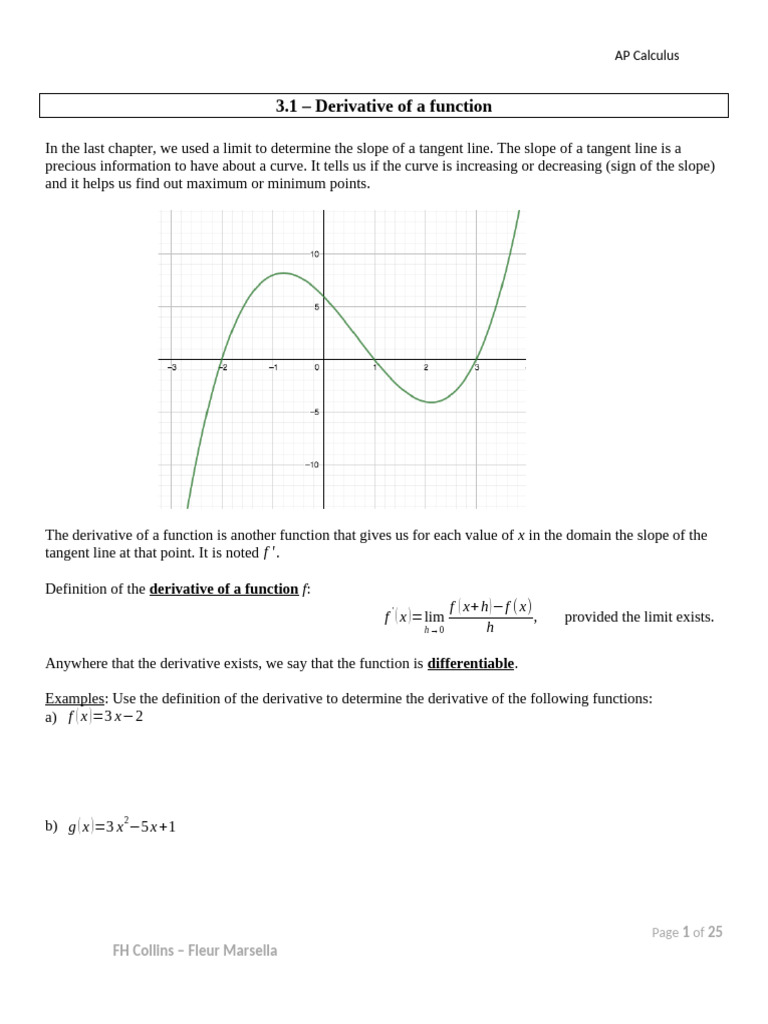 ap_calc_-_chapter_3_notes_-_fall_2018 (3) | PDF | Derivative | Function ...