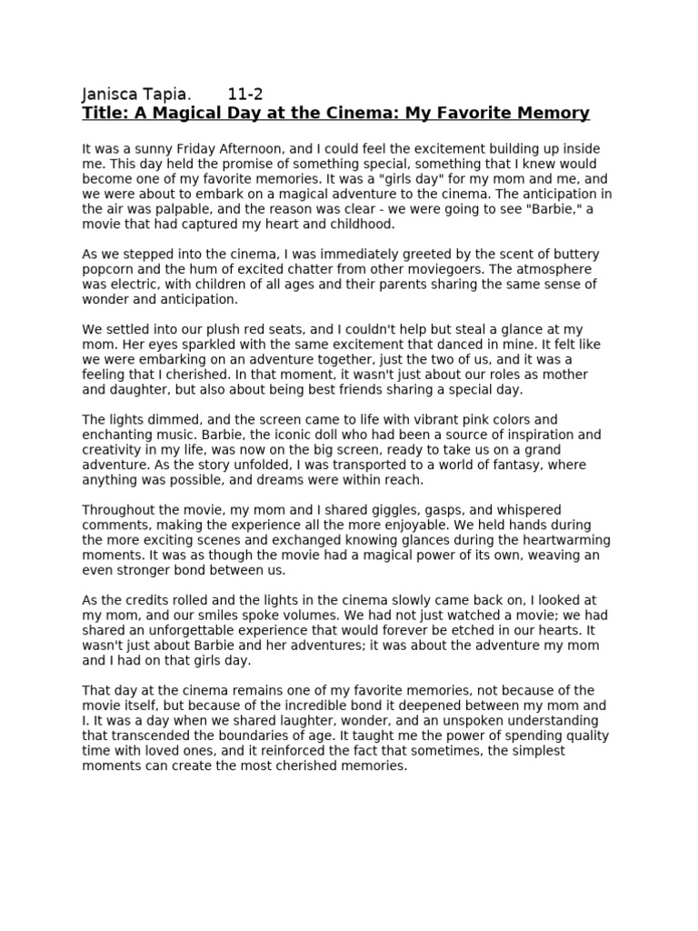 Personal Narrative Essay 11-2 | PDF