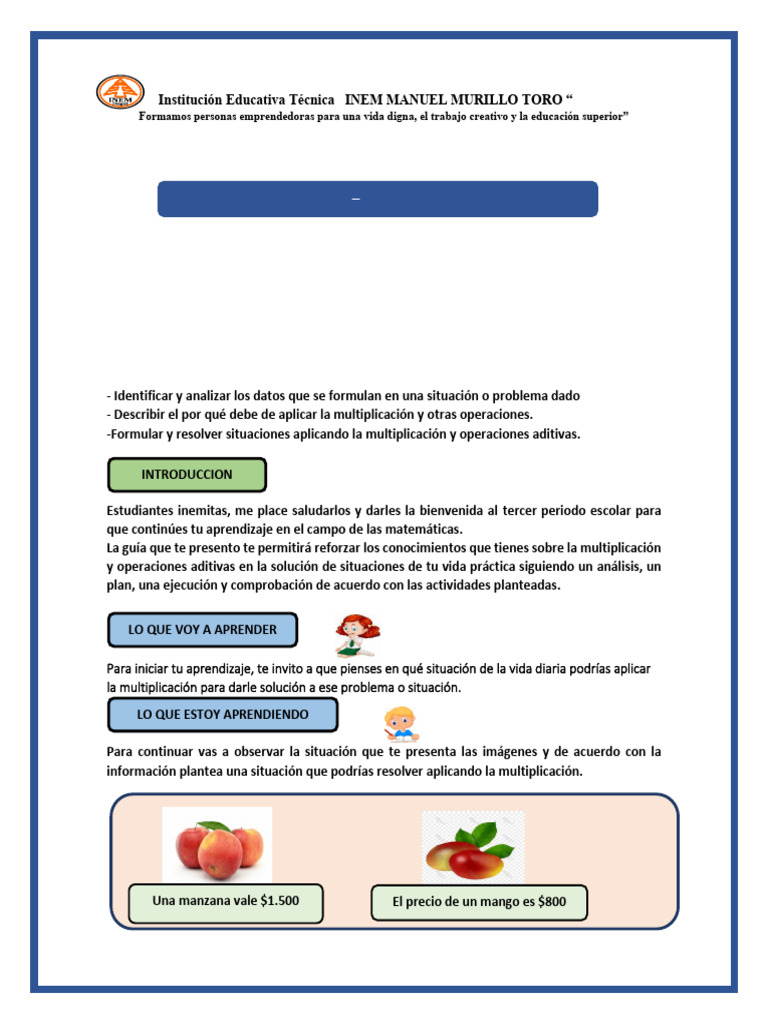 Matematicas 3° Guia N° 8 3°p Docentes Área Matematicas Pdf