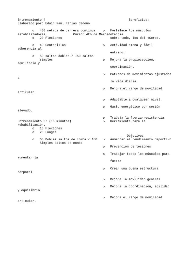Triptico de Ejercicios Funcionales | PDF | Corriendo