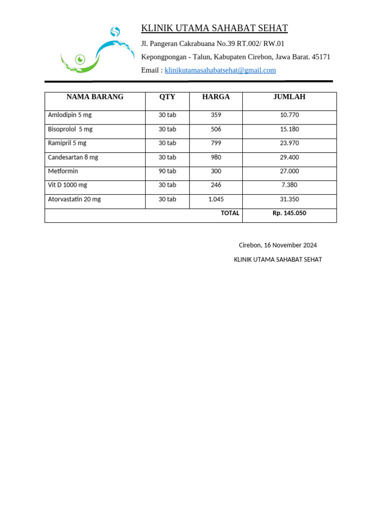 Nota Obat Manual | PDF