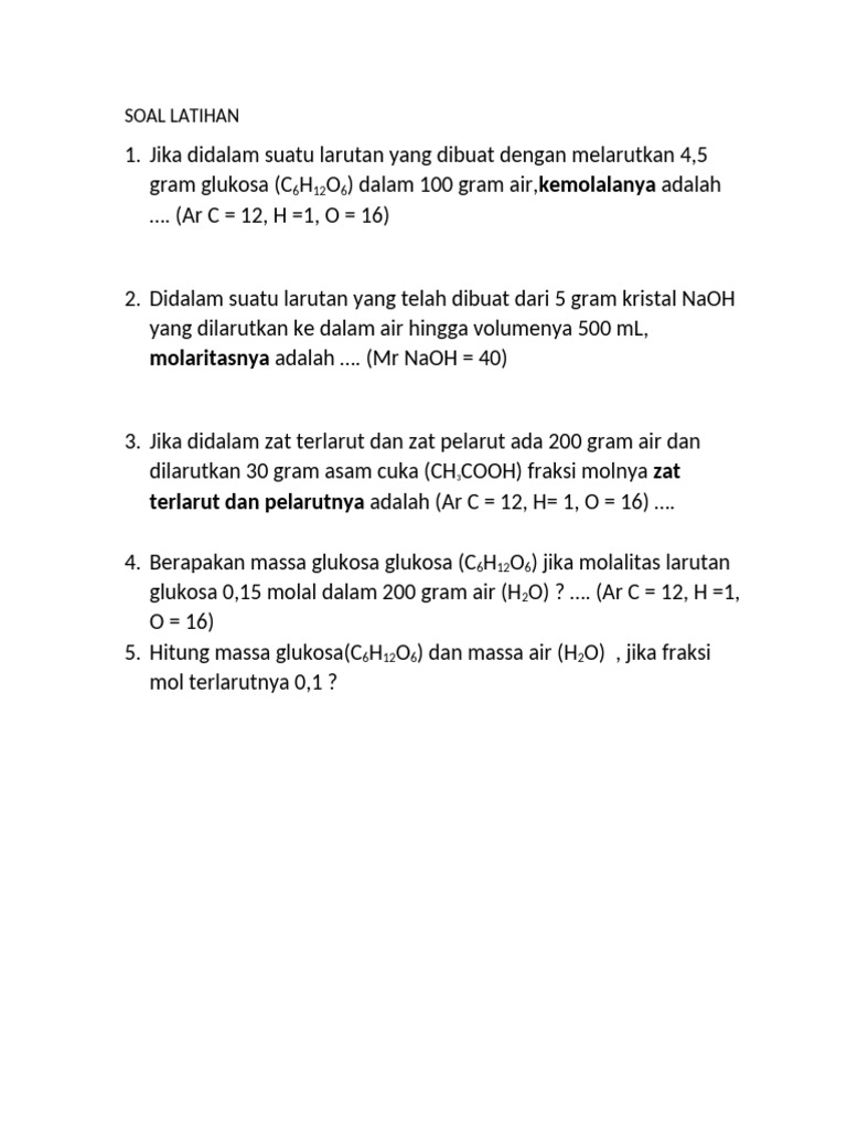 Kemolalan Larutan Glukosa dan NaOH | PDF