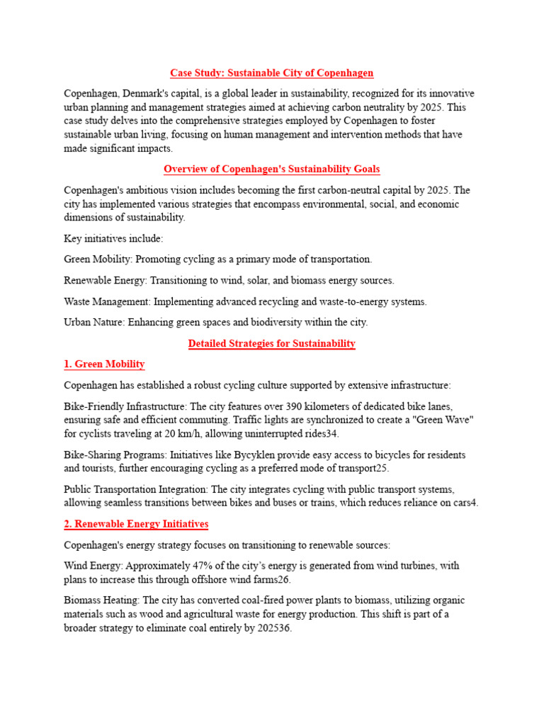 Case Study Copenhagen - Sustainable City | PDF | Sustainable City ...