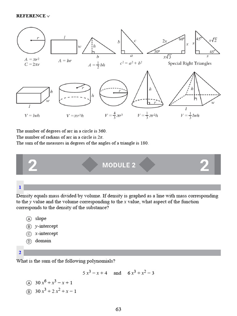 Barron's Diagnostic Digital SAT Module 2 Math | PDF | Sphere | Mathematics