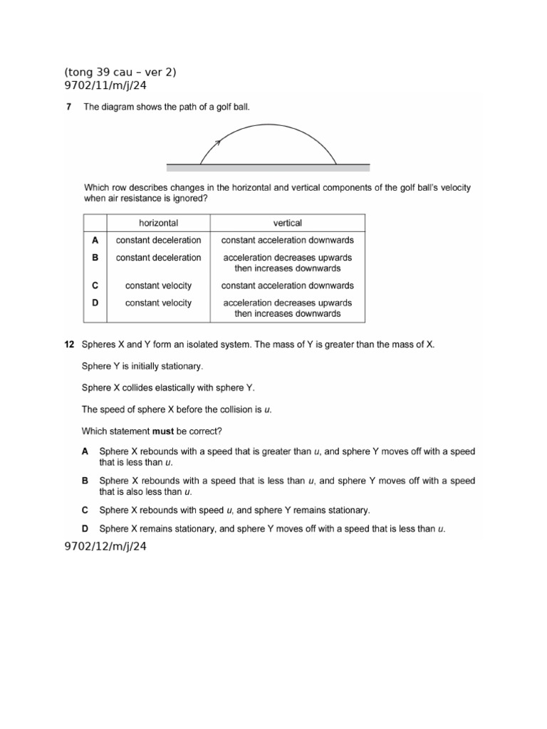 Physic Retake Test - Ver 2 | PDF