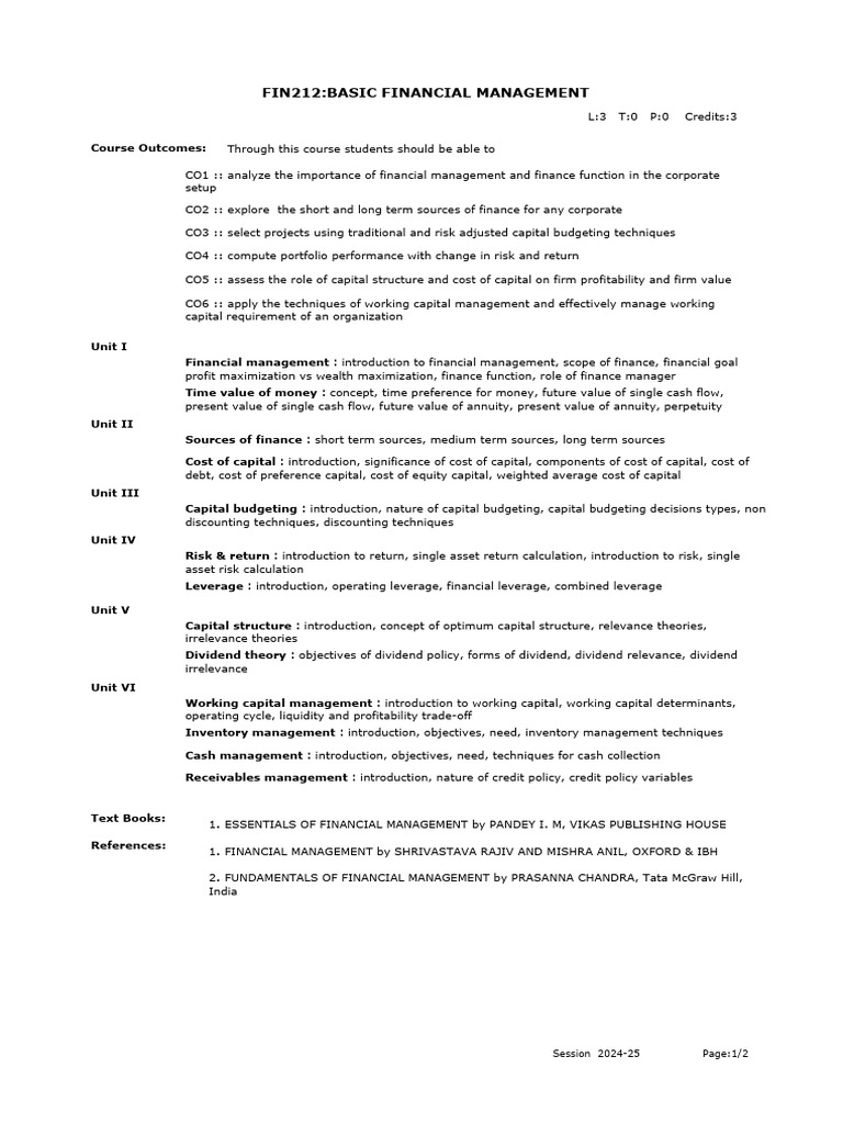 FRM Course Syllabus IPDownload | PDF | Cost Of Capital | Capital Structure