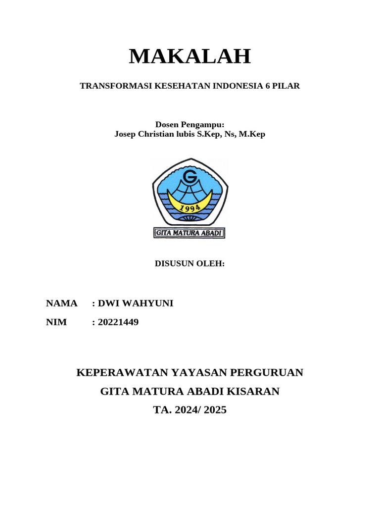 6 Pilar Transformasi Kesehatan Indonesia | PDF