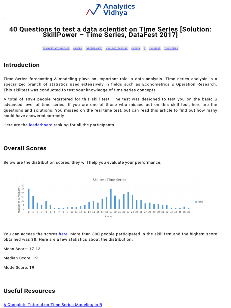 40 Questions On Time Series Solution Skillpower Time Series Datafest ...