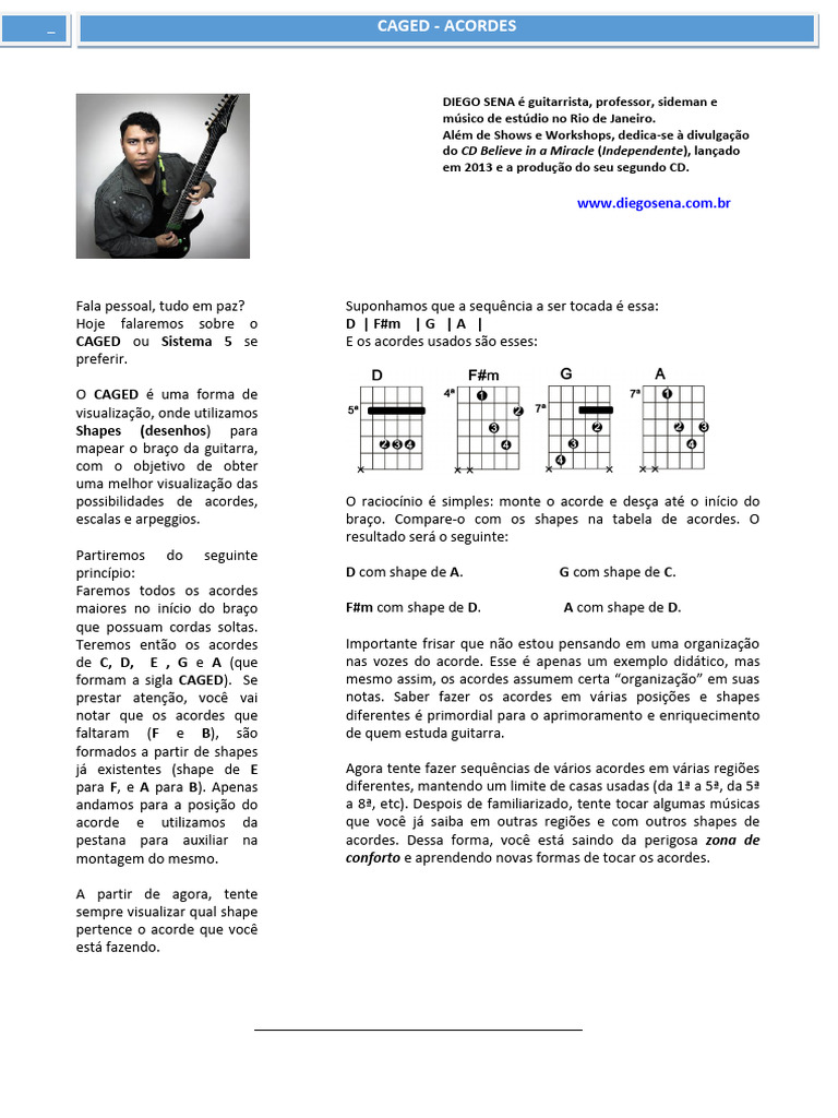 Caged - Acordes - Teste 1 | PDF | Acorde (música) | Guitarras