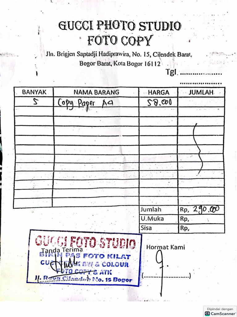 Nota 25-11-2024 (Pembelian Kertas HVS A4 Putih) | PDF