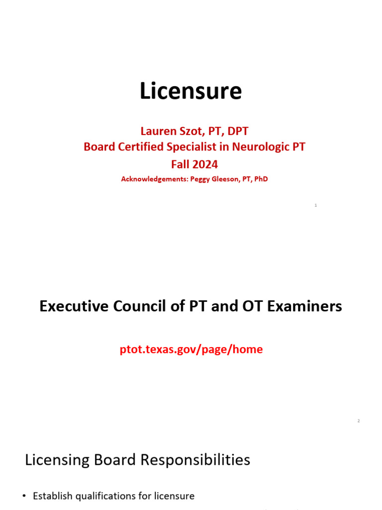PT 6131 Getting Your Texas License 2024 | PDF | Physical Therapy