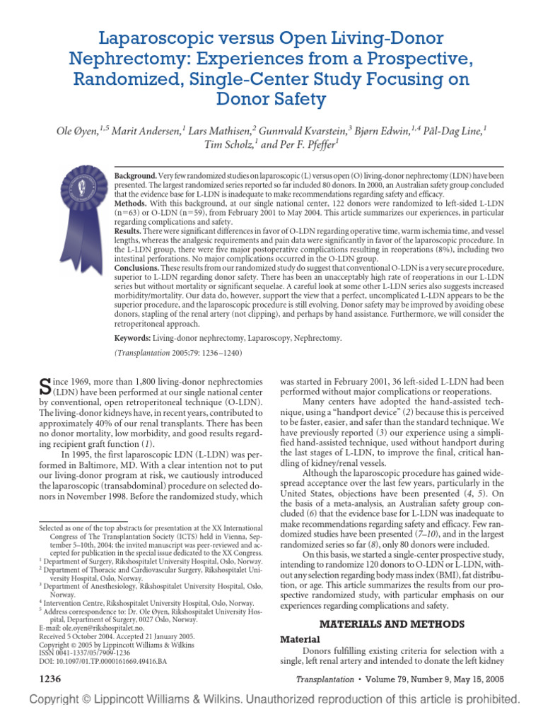 Laparoscopic - Versus - Open - Living - Donor - Nephrectomy - .53 | PDF ...
