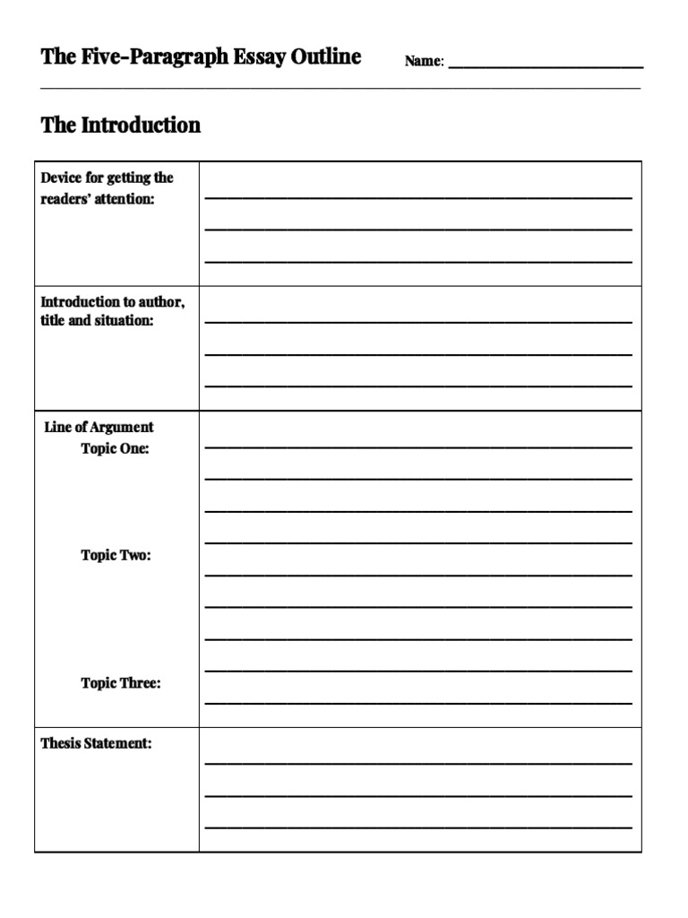 Five-Paragraph Essay Outline | PDF | Essays