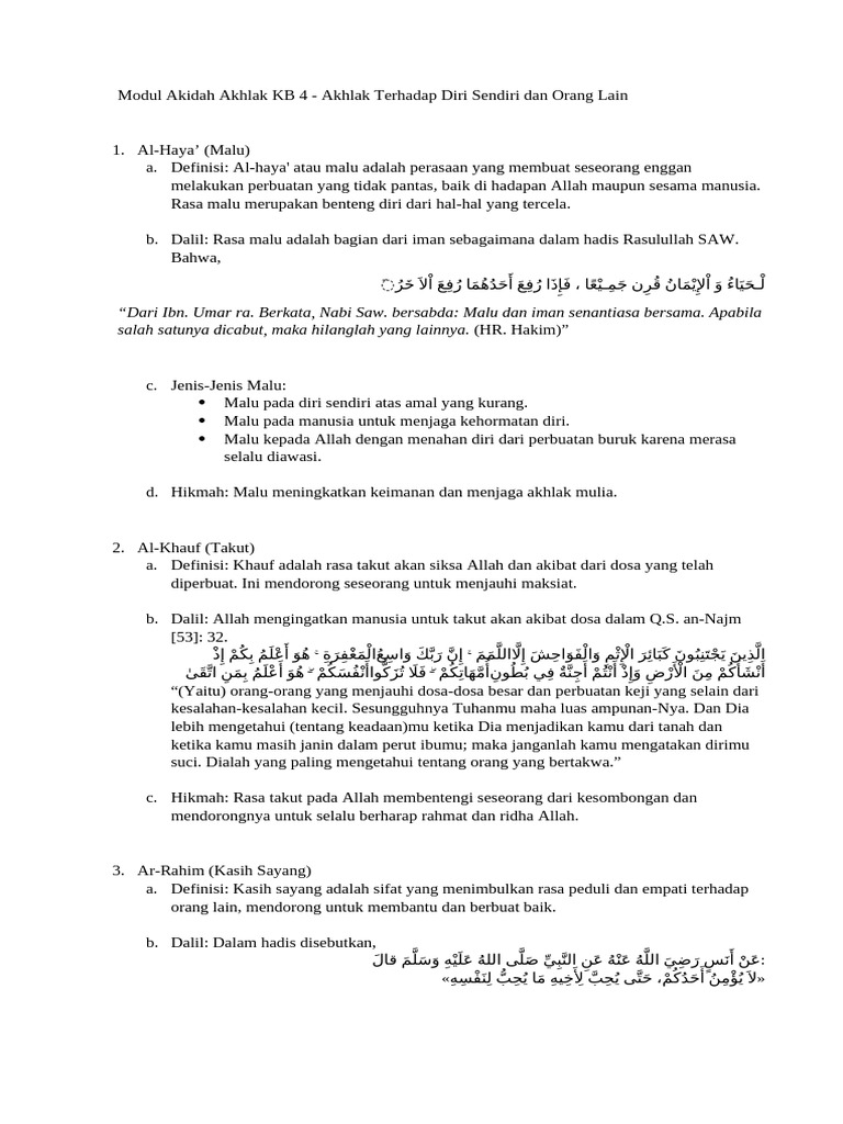 Modul Akidah Akhlak KB 4 | PDF