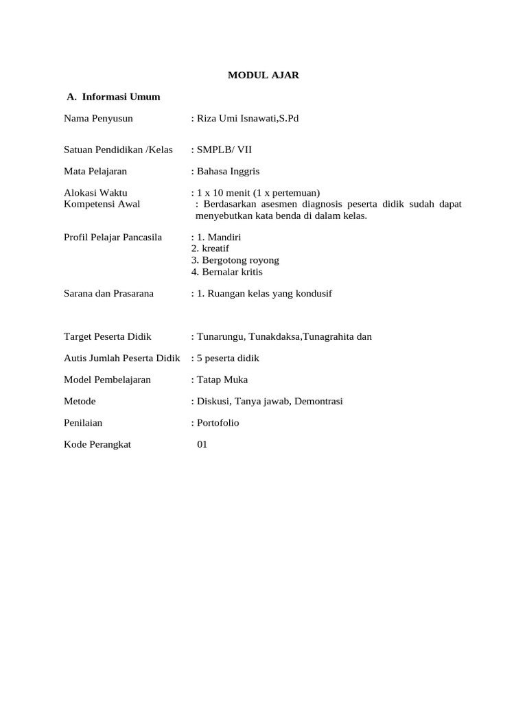 modul ajar bu iis | PDF