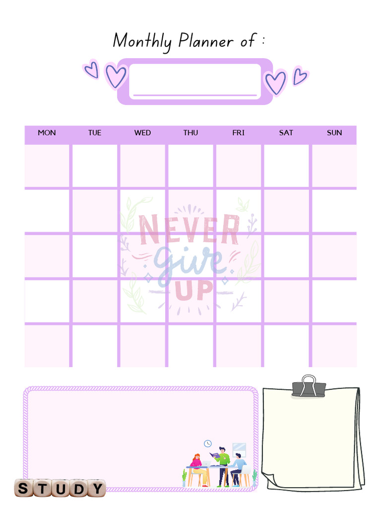 Monthly Plan Worksheet | PDF