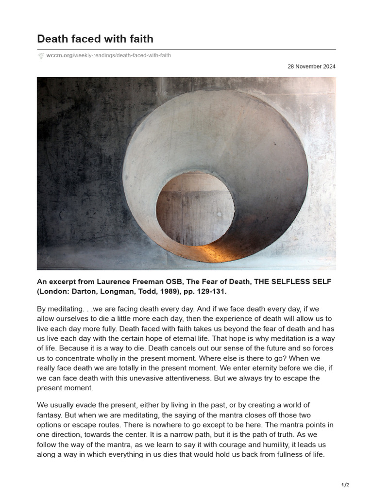 Death Faced With Faith | PDF | Meditation | Love