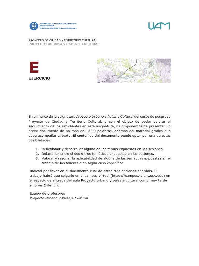 Ejercicio Proyecto Urbano y Paisaje Cultural-1 | PDF