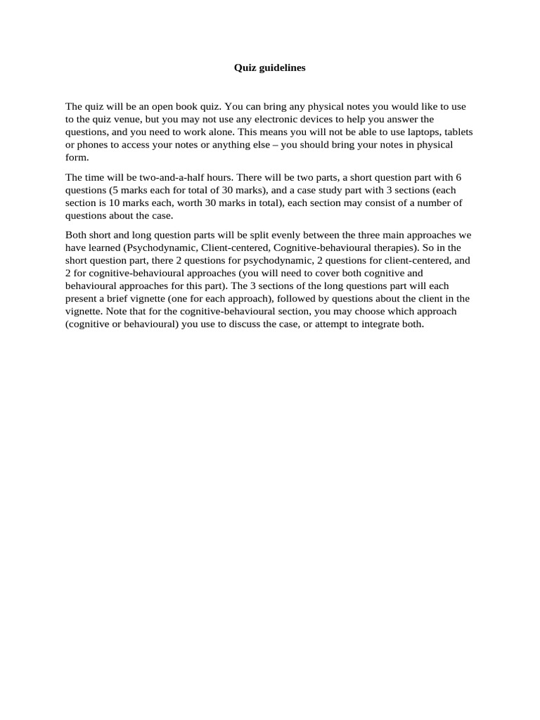 Quiz Guidelines | PDF