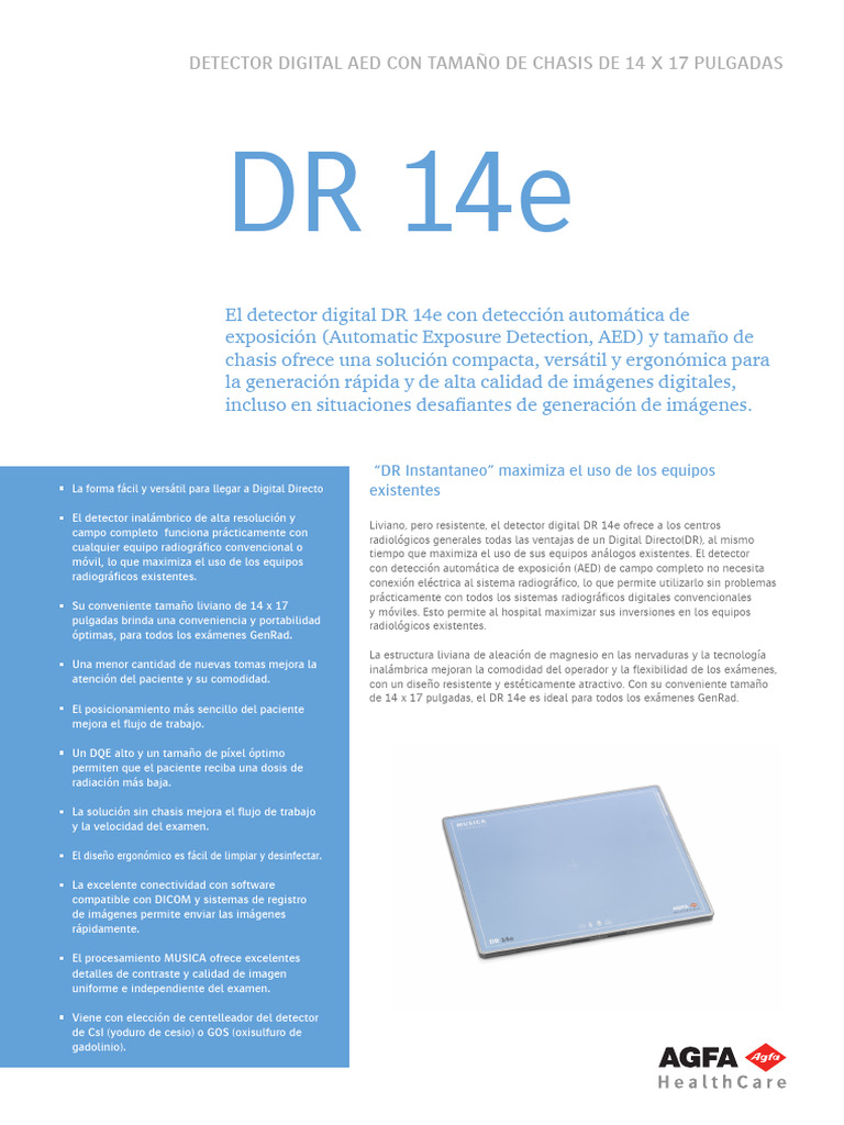 Detector Digital DR 14e: Eficiencia Radiológica | PDF | Software ...