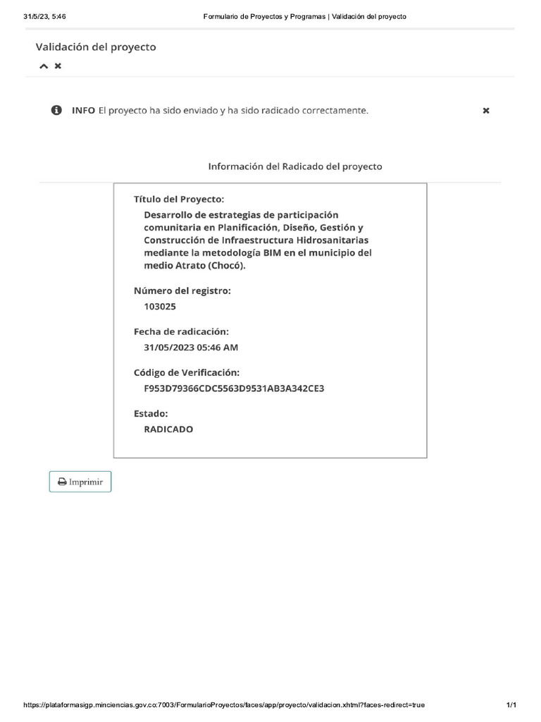 Formulario de Proyectos y Programas - Validación Del Proyecto | PDF