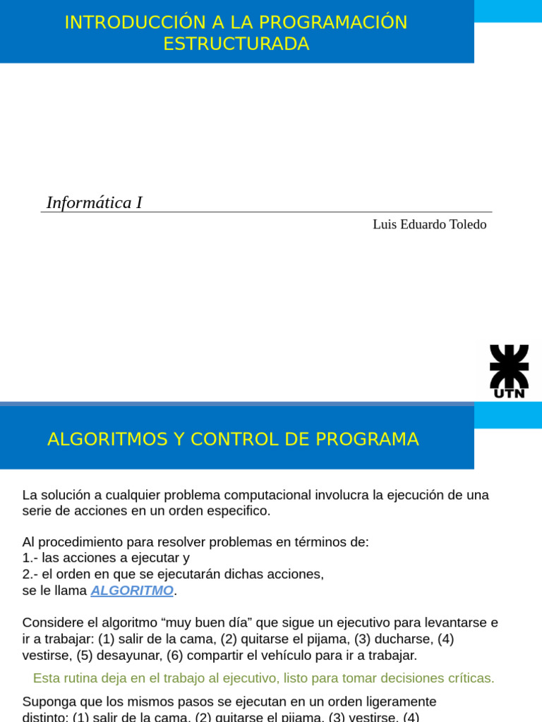 Unidad 4 - Introducción a La Programación Estructurada | PDF | Algoritmos | Programa de computadora