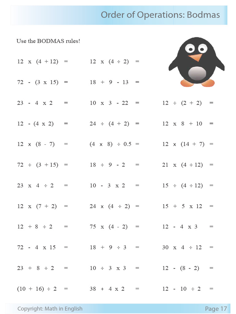 Skills (Order of Operations) | PDF