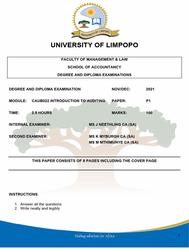Caub022 Exam 2021 | PDF | Audit | Auditor's Report